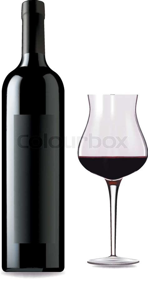 Eine Flasche Wein Und Ein Glas Wein Und Einige Trauben Stock Vektor Colourbox