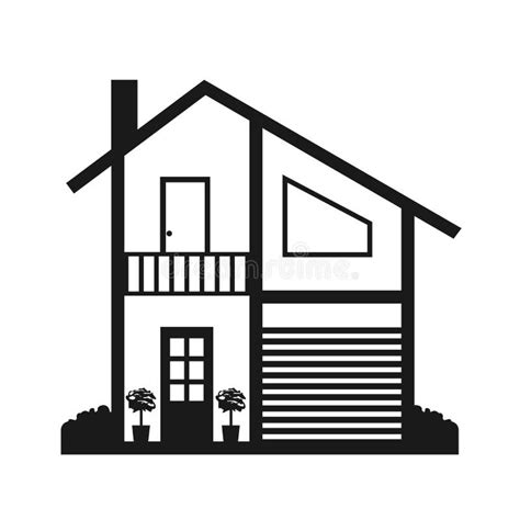Icon Of A Two Story House With A Balcony Stock Vector Illustration Of