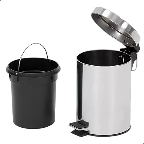 Lixeira Inox Litros Pedal Emborrachado Balde Interno MercadoLivre