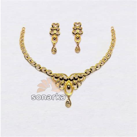 Buy Quality 22k Light Weight Yellow Gold Necklace Set In Ahmedabad