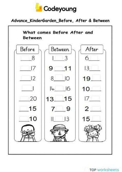 Before After Between Interactive Worksheet Topworkshe