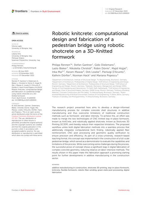 PDF Robotic Knitcrete Computational Design And Fabrication Of A
