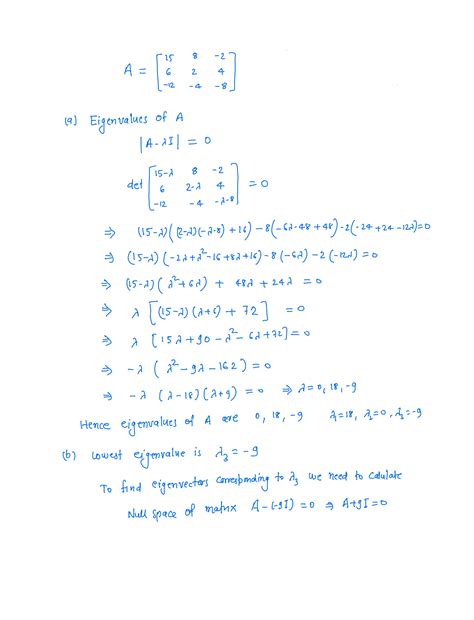 Solved For The Given Matrix A Find All Eigenvalues B Find