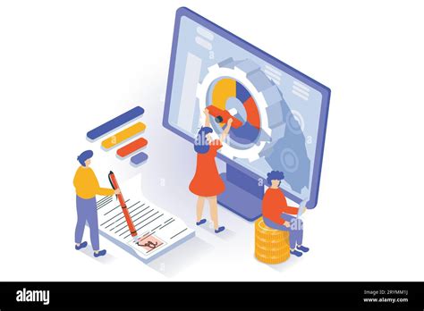 Business And Marketing Concept In 3d Isometric Design People Working