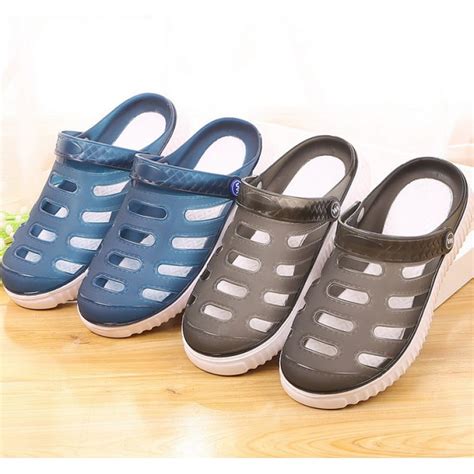 Plastic Slipper With Holes Light Gray Crocs Style Slipper Door Delivery