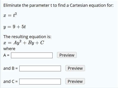 solved eliminate the parameter t to find a simplified