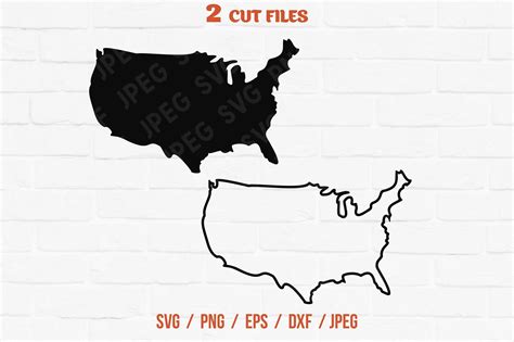 Usa Map Svg Outline And Solid Graphic By Vitaminsvg · Creative Fabrica