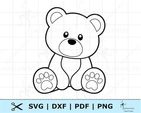 Cute Teddy Bear Svg Png Dxf Pdf Cricut Cut Files Silhouette Etsy