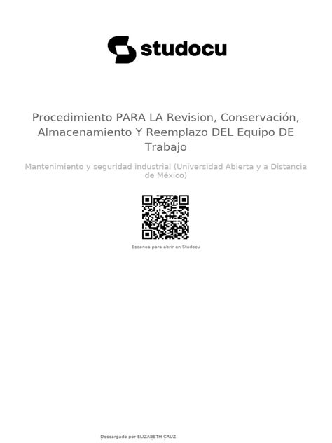 Procedimiento Para La Revision Conservacion Almacenamiento Y Reemplazo