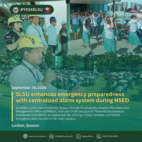 Slsu Enhances Emergency Preparedness With Centralized Alarm System During Nsed Southern Luzon