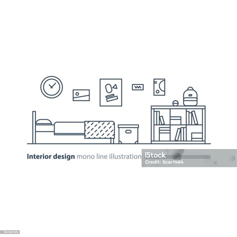 인테리어 디자인 아이디어 침실 가구 배치 계획 침대 및 책장 가정의 방에 대한 스톡 벡터 아트 및 기타 이미지 가정의 방 다양 벡터 Istock