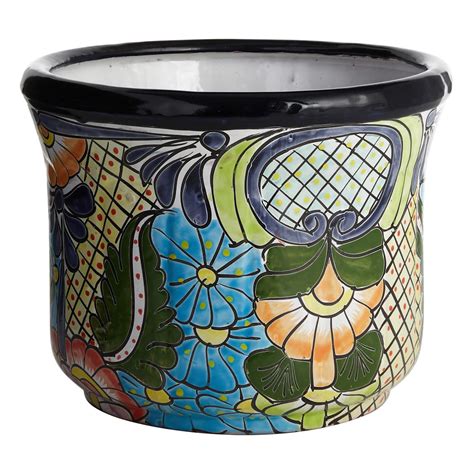 Tazon Multicolor Patterned Ceramic Outdoor Planter Large At Home