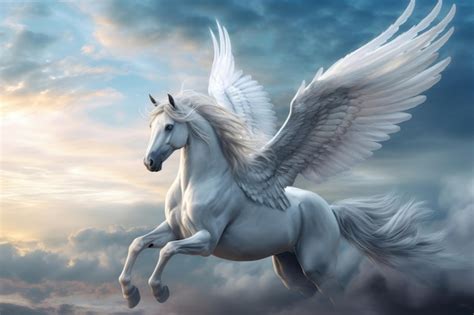 Pegasus se eleva majestuosamente a través de los cielos azules IA