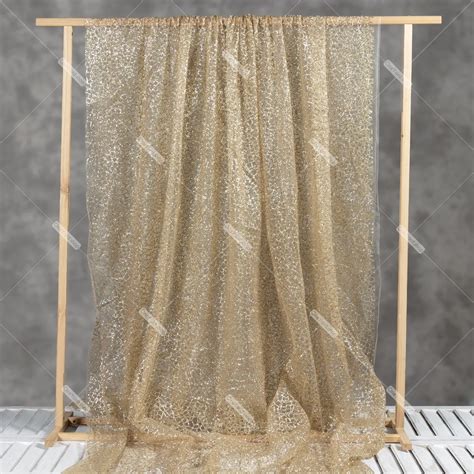 Gold Metallic Glitter Irregular Grid Pattern Fabric Oneyard