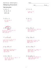 Multiplying Polynomials Pdf Kuta Software Infinite Algebra 1 Name