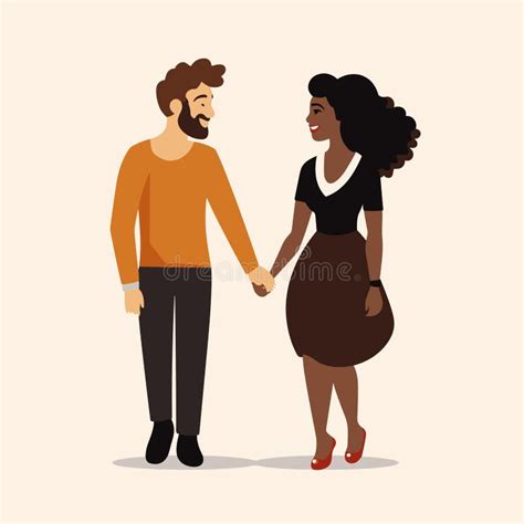 White Man Black Woman Date Vector Flat Isolated Illustration Stock