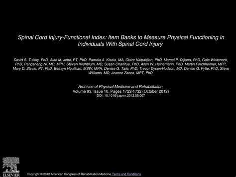 Spinal Cord Injury Functional Index Item Banks To Measure Physical