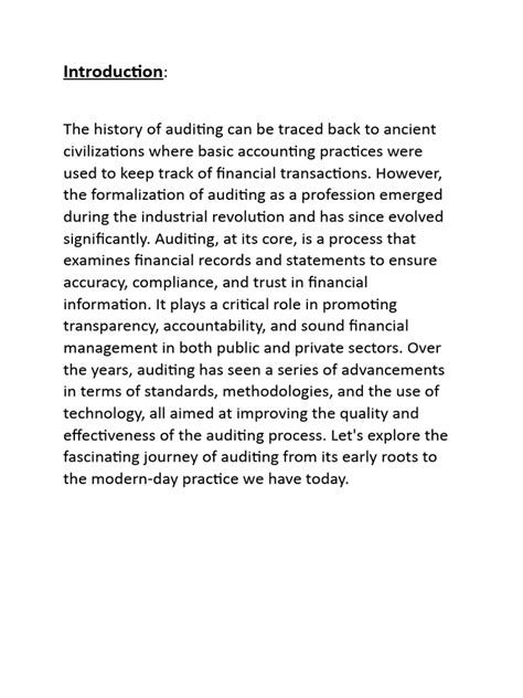 History Of Auditing Pdf Audit Ethiopia