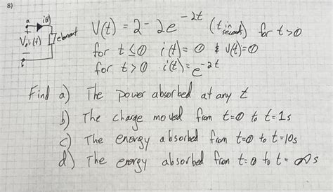 Solved 8 Vt 2 2e 2t T In Seconds For T 0for T