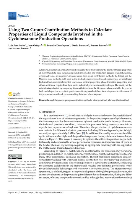 Pdf Using Two Group Contribution Methods To Calculate Properties Of Liquid Compounds Involved