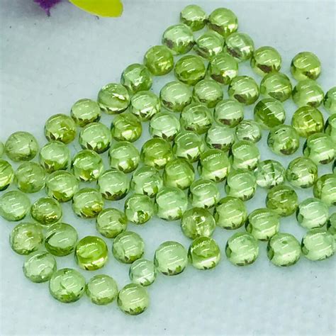 4mm Peridot Round Cabs Pack Of 8 Pc Natural Peridot Etsy