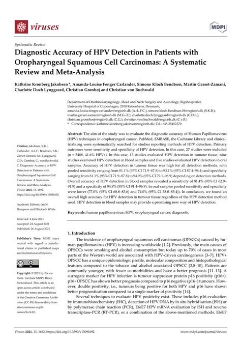 Pdf Systematic Review Diagnostic Accuracy Of Hpv Detection In