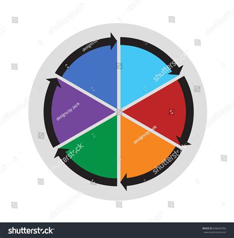 Six Part Circular Process Flow Stock Vector Royalty Free