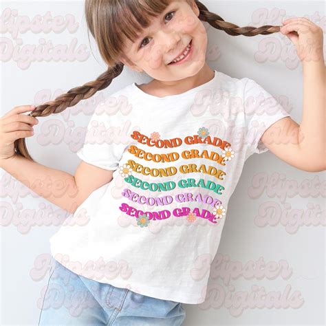 Second Grade Rainbow Png Back To School Retro Digital Download