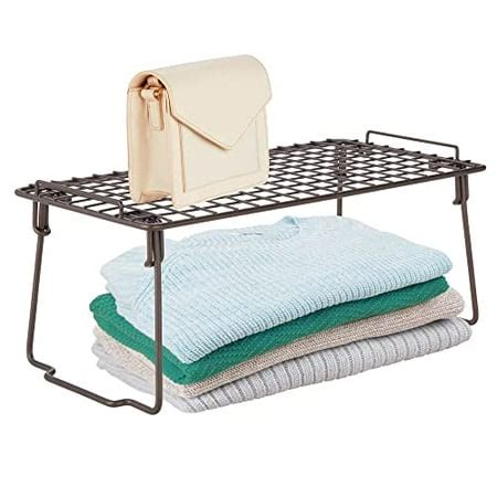 Mdesign Versatile Metal Wire Stackable Closet Storage Organizer Shelf