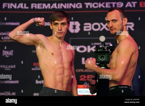Frankie Stringer Left And Jakub Laskowski During A Weigh In At The Love Factory Manchester