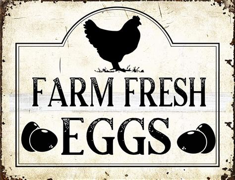 Farm Fresh Egg Metal Tin Sign Horizontal Outdoor Chicken Coop Sign Farm