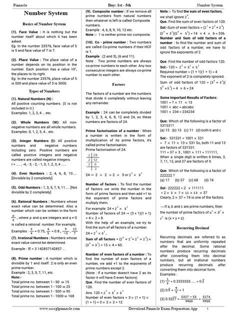 Pinnacle 6th Math Concept And Variety Chapter Wise Pdf Factorization Numbers