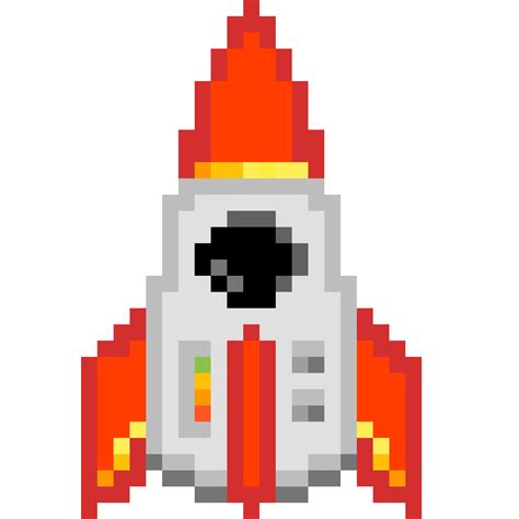 8 Bit Pixel Art Rocket In Outer Space Vector Illustra