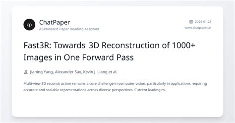 Fast3r Towards 3d Reconstruction Of 1000 Images In One Forward Pass Paper Details