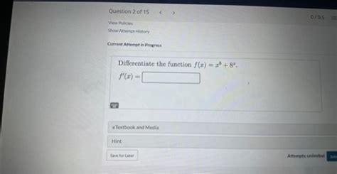 Solved Differentiate The Function F X X8 8x F X Chegg