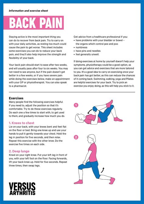 Back Pain Exercise Sheet Versus Arthritis