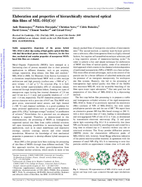 pdf elaboration and properties of hierarchically structured optical