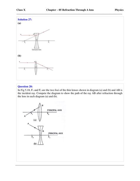 Selina Solutions Class 10 Concise Physics Chapter 5 Refraction Through A Lens Download Free PDF