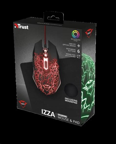 Mouse Trust Gxt 783 Izza 6 Botones Usb Rgb Negro Incluye Mouse Pad 204626