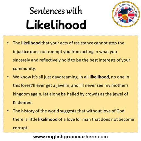 Sentences With Likelihood Likelihood In A Sentence In English