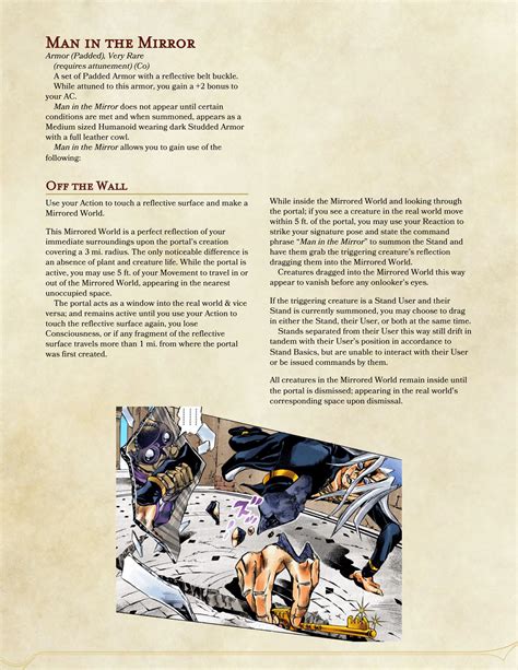 Jojos Bizarre Adventure Magic Items Man In The Mirror Rdndhomebrew