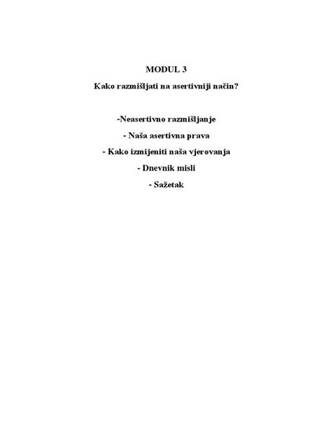 Asertivnost Modul 3 Bihevioralni Eksperiment Pdf Pdf