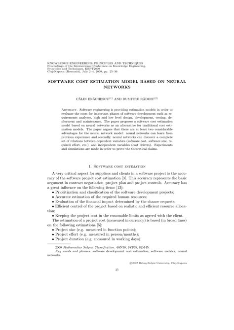 Pdf Software Cost Estimation Model Based On Neural Networks