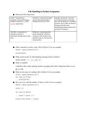 File Handling In Python Assignment Docx File Handling In Python Assignment Define The