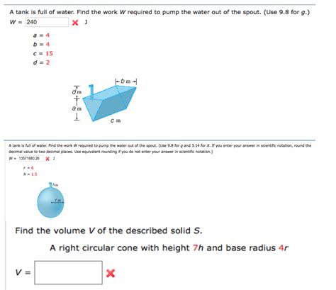 Solved A Tank Is Full Of Water Find The Work W Required To Chegg