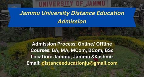 Jammu University Distance Education Admission 2024 Ug Pg