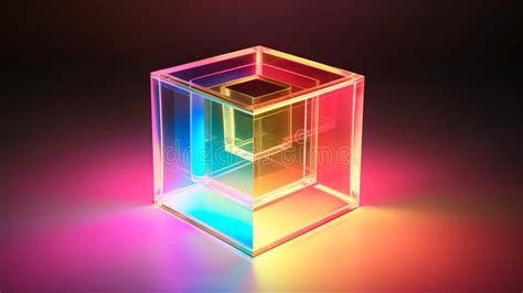 Luminous Neon Cube Black Background Stock Image Image Of