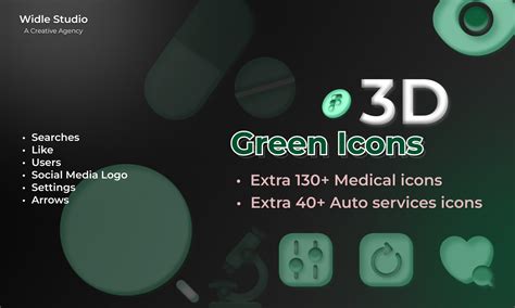 Green 3D Icons Extra 130 Medical Icons Extra 40 Auto Services