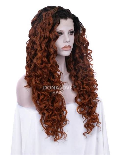 Black To Copper Long Curly Synthetic Lace Front Wig Sny203 Synthetic