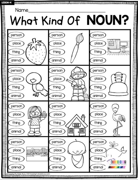 Noun Activities For Kindergarten And First Grade Nouns Worksheet